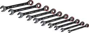 BOSCH 1600A016BU Professional 10-Piece Spanner Rachet Wrench Set (8-19 ...