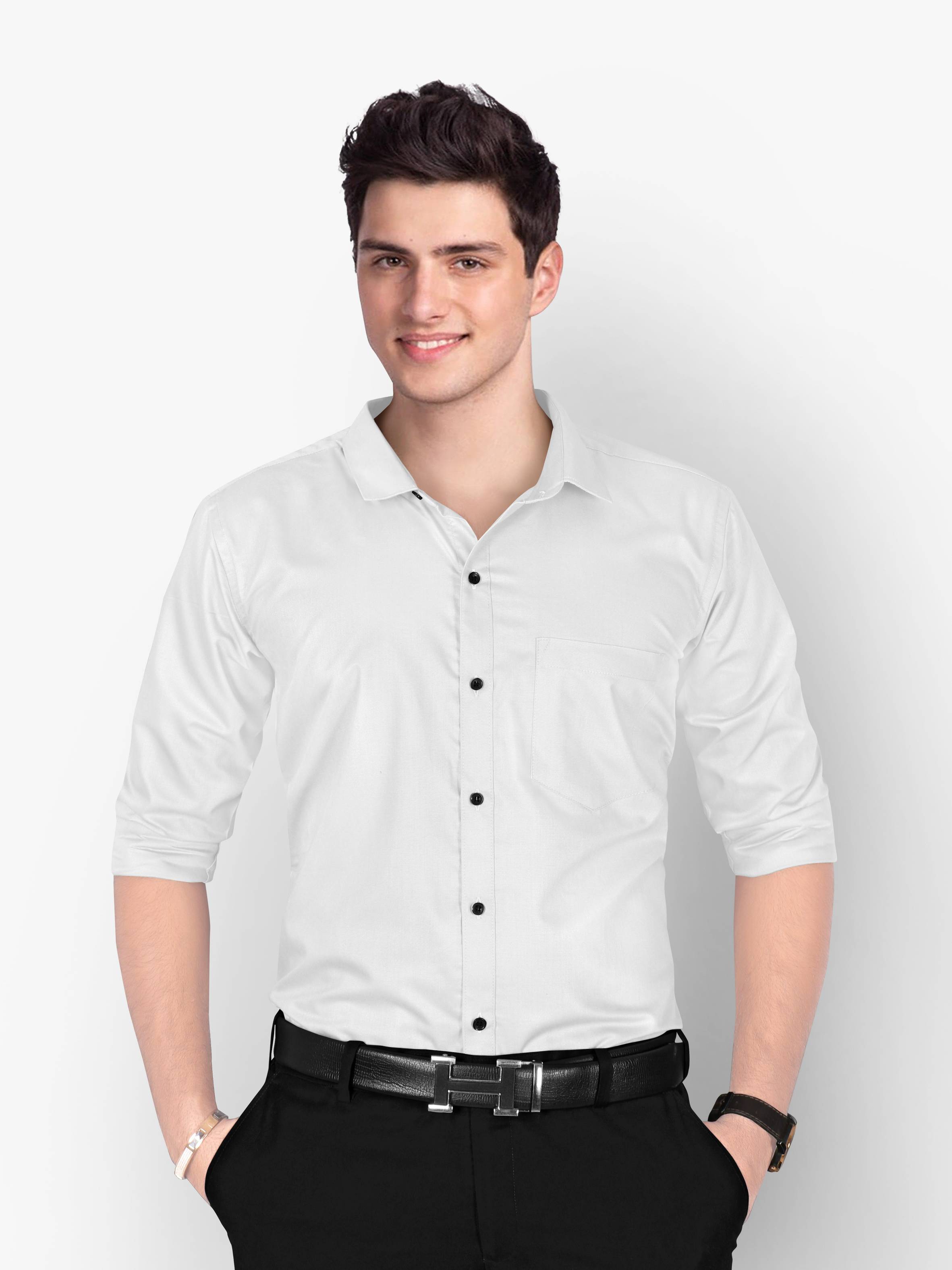 STONEBERG Men Solid Formal White Shirt - Buy STONEBERG Men Solid Formal ...