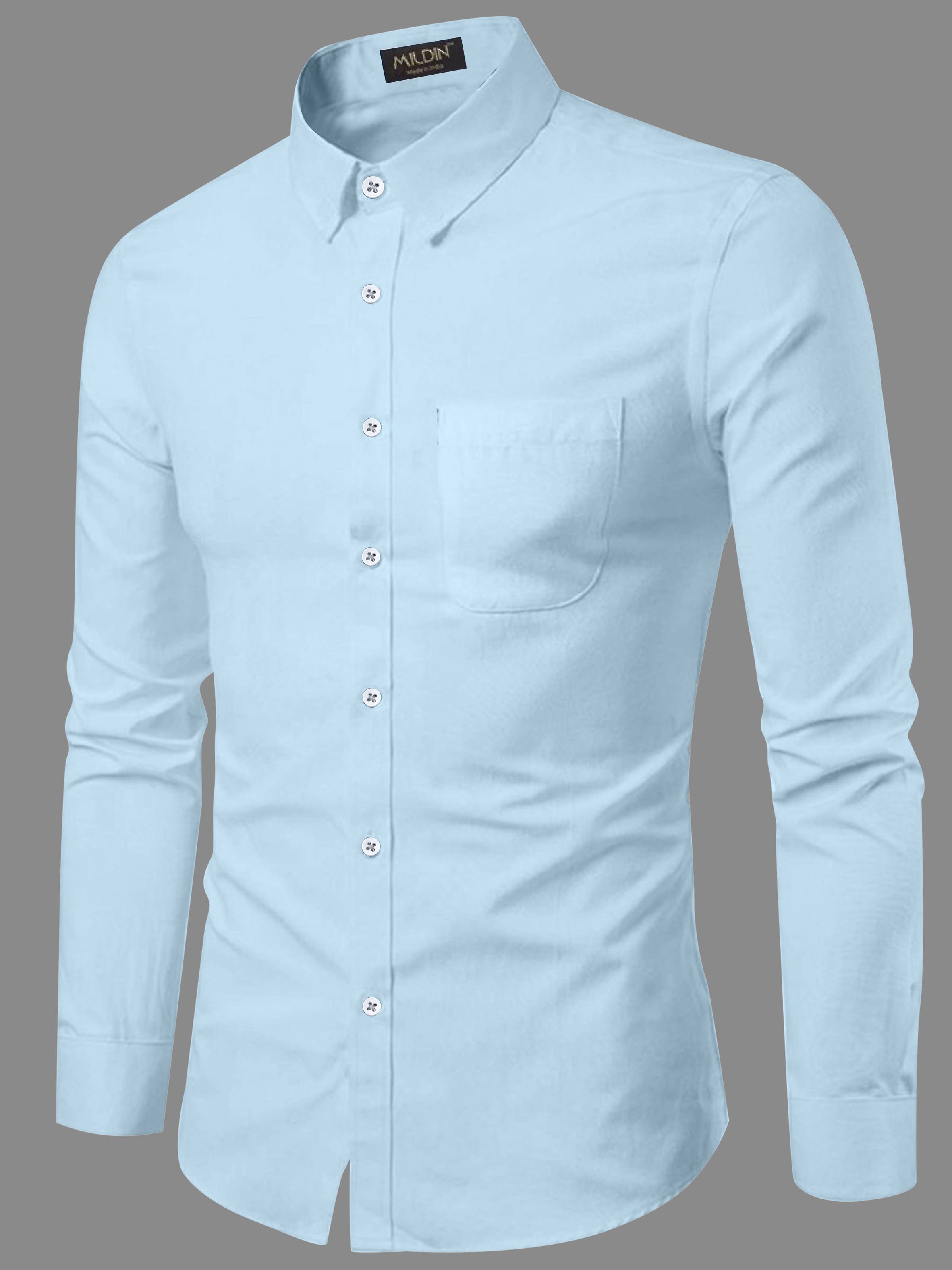 MILDIN Men Solid Formal Light Blue Shirt - Buy MILDIN Men Solid Formal ...