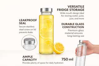 d global Food Grade 750 ML Round Glass Water bottle(Pack Of 6)asc 750 ...