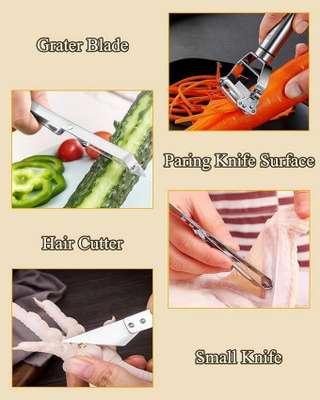 ORIDOR Set of 7 Cooking Combo with Veg Cutter, Steel Tong and Knife ...