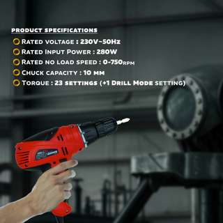 iBELL Electric Screwdriver Drill Machine, 280W, SD12-75, 750RPM Pistol ...