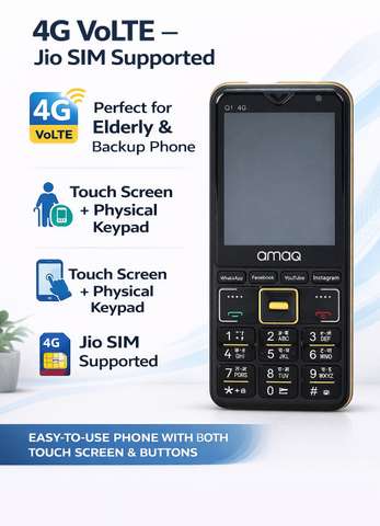 amaq 4G/VOLTE supported Dual Sim, Touch and Keypad mobile (256 MB ...