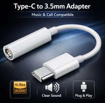 sounce Black Type C to 3.5 mm Jack Audio Connector, Noise Cancelling ...