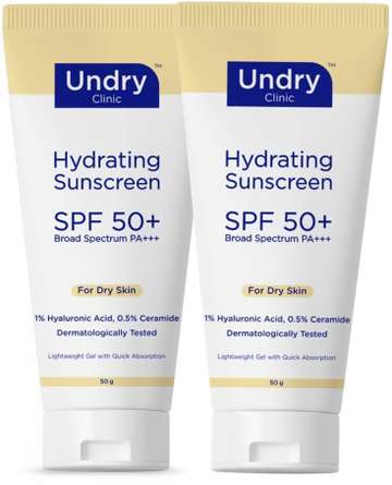 Undry Sunscreen - SPF 50+ PA+++ Hydrating Sunscreen for Dry Skin (50g ...