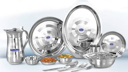 Devidayal Pack of 52 Stainless Steel Silver Touch Dinner Set Price in ...