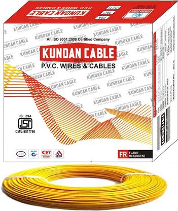 KUNDAN CABLE PVC 1 sq/mm Yellow 90 m Wire Price in India - Buy KUNDAN ...