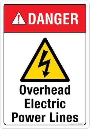 Safety Sign Store Danger: Overhead Electric Power Lines Emergency Sign ...
