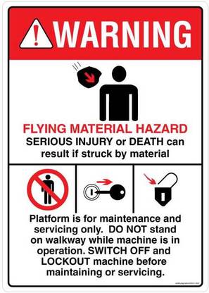 Safety Sign Store Warning: Flying Material Hazard Emergency Sign Price ...