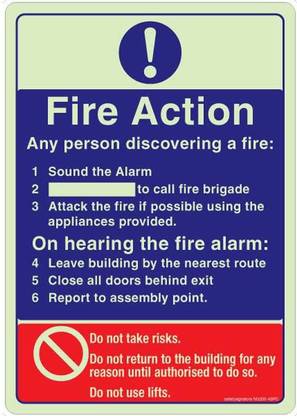 Safety Sign Store Fire Action Person Discovering Fire… Emergency Sign ...