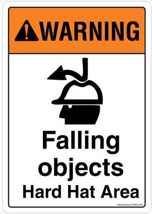 Safety Sign Store WARNING: Falling Objects. Hard Hat Area Emergency ...