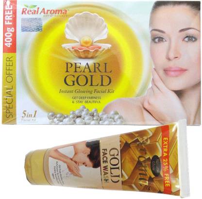 Real Aroma Pearl Gold Facial Kit 5 in 1 - Price in India, Buy Real ...