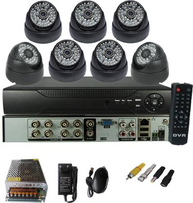 Easy 7 CCTV Black Dome camera + 8 channel DVR kit Security Camera Price ...