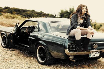 model-road vintage-girl cars. Poster Paper Print - Decorative posters ...