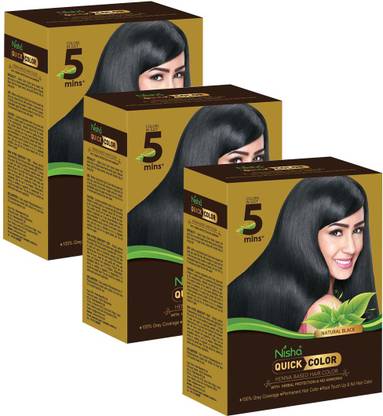 Nisha Quick Hair Color Each Pack 60gm (Pack of 3),Natural BLACK ...