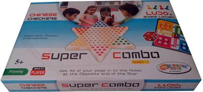 Nic Super Combo Chinese Checkers Ludo Snakes Ladder Party & Fun Board ...