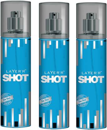 LAYER'R Shot Blue Blaze Perfume Body Spray Pack of 3 Combo (135ML each ...