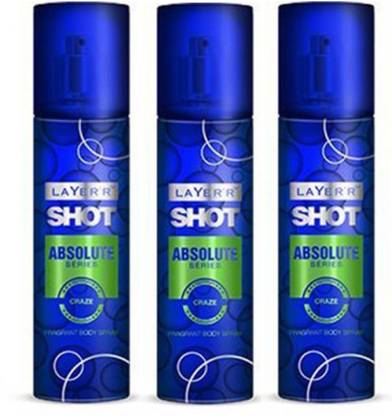 LAYER'R Shot Absolute Series Craze Perfume Body Spray Pack of 3 Combo ...