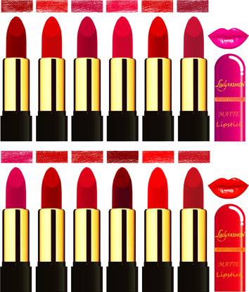 Lady FASHION Soft & Smooth Velvet Matte Lipsticks (Set Of 12 Lipsticks ...