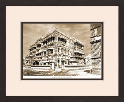 Old Vintage Bombay (Mumbai) Wooden Photo Frame of Esplanade House Paper ...