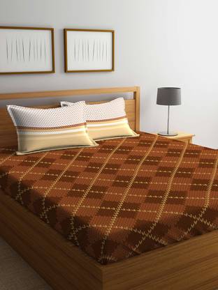 Stellar Home USA by Portico Cotton Double Flat 104 TC Printed Bedsheet ...