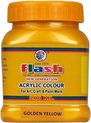 Flipkart.com | FLASH Acrylic Metallic Colour -Golden Yellow 200ML
