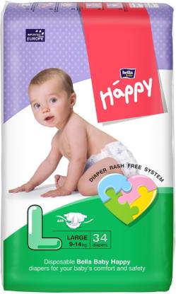 Bella BABY HAPPY DIAPERS - L - Buy 34 Bella Tape Diapers | Flipkart.com