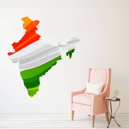 Impression Wall 51 cm India Map Tri Color Self Adhesive Sticker Price ...