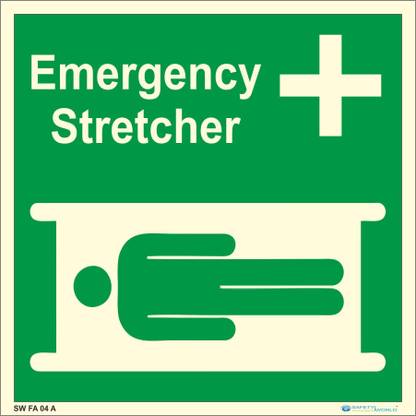 Safety World First Aid Sign-Emergency Stretcher Worded-With Medical ...