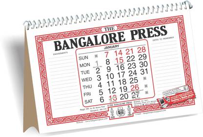 THE BANGALORE PRESS Table Calendar English 2019 Table Calendar Price in ...
