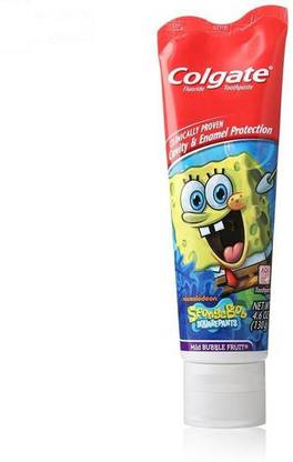Colgate Fluoride Toothpaste 130g (4.6oz) - Mild Bubble Fruit (SpongeBob ...