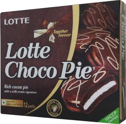 Lotte Choco Pie Cocoa Pie - Soft Biscuits coated with Dark Chocolate ...