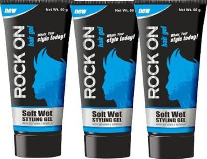 ROCK ON HAIR GEL SOFT WET STLING GEL 60 g pack of 3 Hair Gel - Price in ...