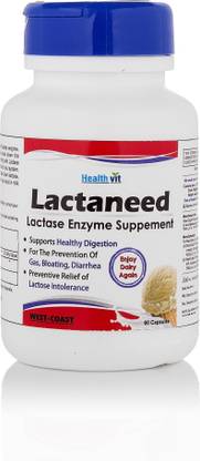 HealthVit Lactaneed Lactase Enzyme Supplement 300mg 60 Capsules For ...
