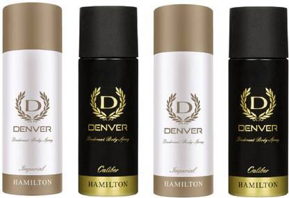 DENVER imperial & Caliber combo set of 4 Deodorant Spray - For Men ...