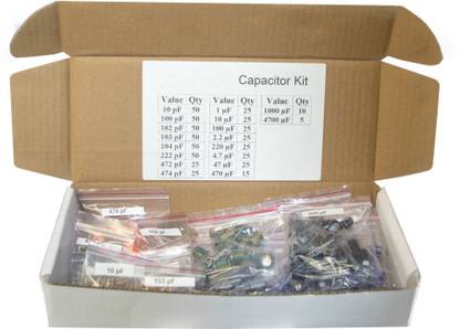 Robodo Labeled 18 Values Ultimate Capacitor Kit (Pack of 555) Electronic Components Electronic ...