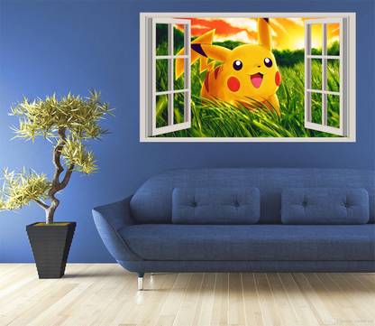 GADGETSWRAP Pikachu Pokemon Fake Window Style Wall Decal For Home ...