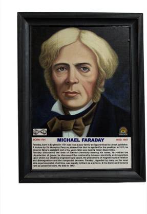 Portrait of scientist MICHAEL FARADAY mat canvas laminated duly framed ...