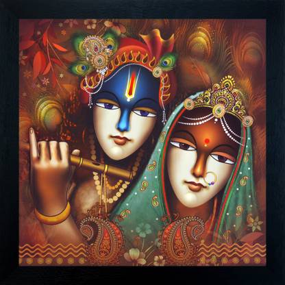 Madhav art Lord Radha Krishna Religious Digital Images Ink 12 inch x 12 ...