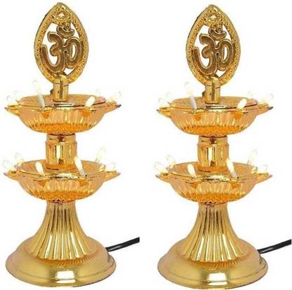 Blessing Shine 2 layer electric gold LED diya deepak light for diwali ...
