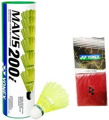 YONEX Mavis 200i Shuttlecock "Pack of 6 Nylon Shuttle" With 1 Wrist ...