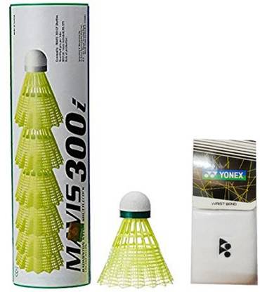 YONEX Mavis 300i Shuttlecock "Pack of 6 Nylon Shuttle" With 1 Wrist ...