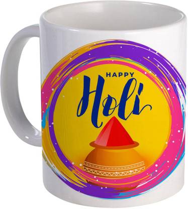 COLOR YARD best happy holi design with gulal full thali on white ...