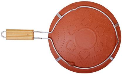 SATYAM CRAFT Clay / Terracotta Desi Tawa with Handle & Stand For Making ...