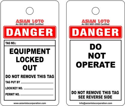 Asian Loto Danger - Do Not Operate Tag - Equipment Locked Out Emergency ...