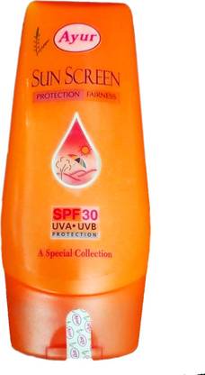 Ayur Sunscreen - SPF 30 PA+ Sun Screen Lotion 100 ML - Price in India, Buy Ayur Sunscreen - SPF ...
