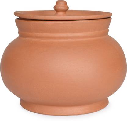 StyleMyWay Handcrafted Flat Bottom Clay Dahi Handi/ Curd Pot with Lid ...