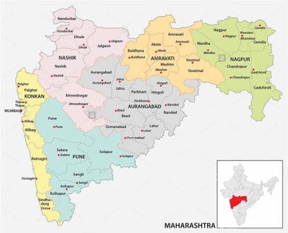 Maharastra Map flex 48 X 36 inchs Paper Print - Maps posters in India ...