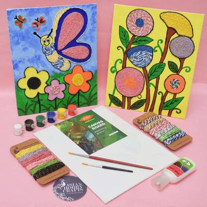 ASIAN HOBBY CRAFTS Paper Thread Canvas DIY KIDS CRAFT Painting Kit ...