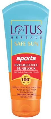 LOTUS Sunscreen - SPF 100 PA+++ Herbals Safe Sun Sports Pro-Defence ...